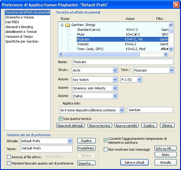 Applica preferenze di Human Playback (finestra di dialogo)